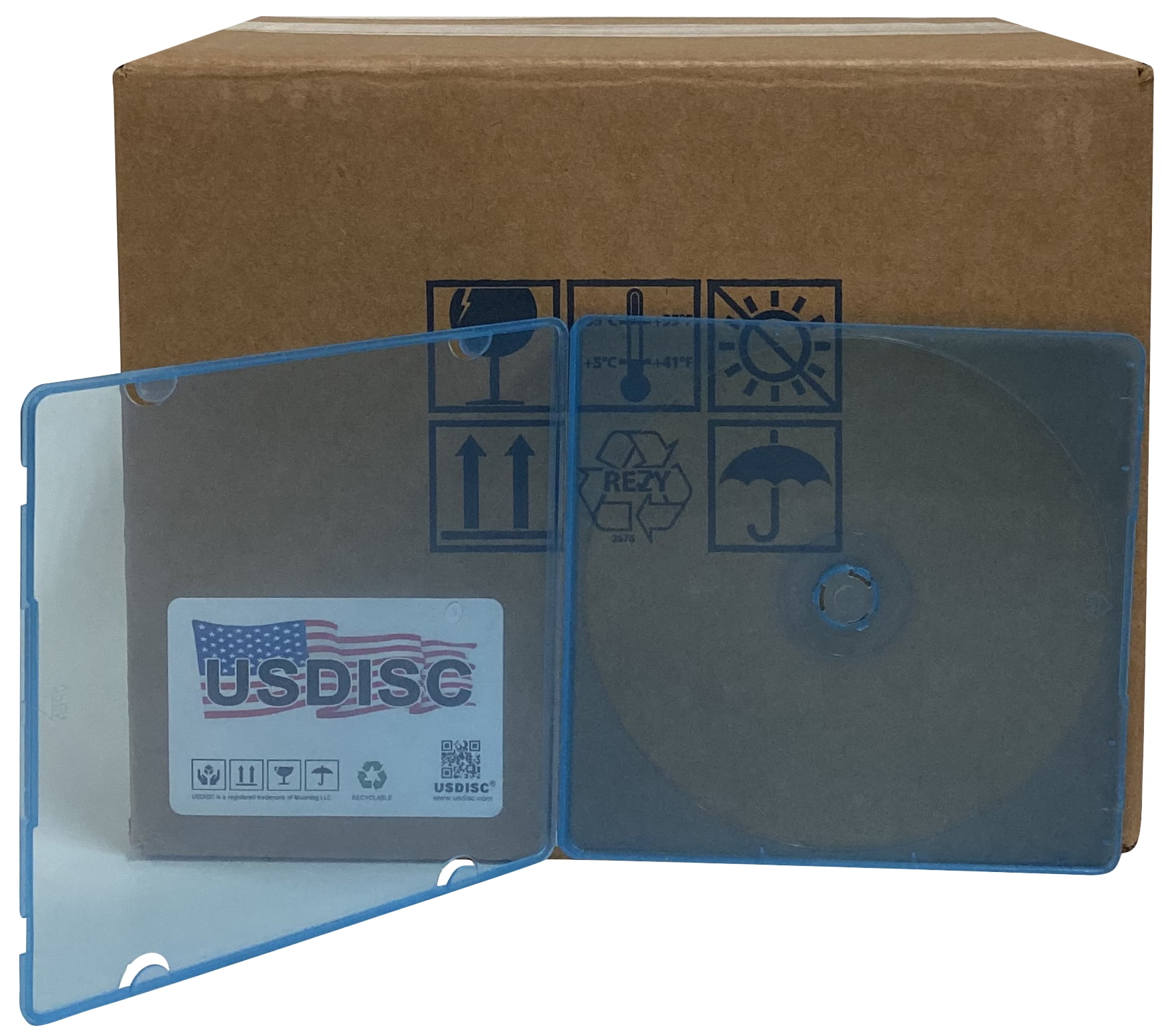 USDISC PP Poly Cases 5mm, Single 1 Disc, Clear Blue, Pack Of 10 ...