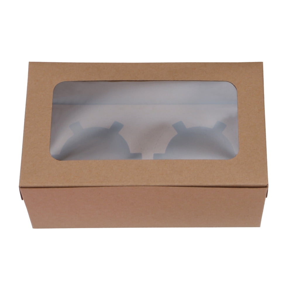 HEMOTON Dark Brown Paper Cupcake Box with Insert for Storage Use 2 ...