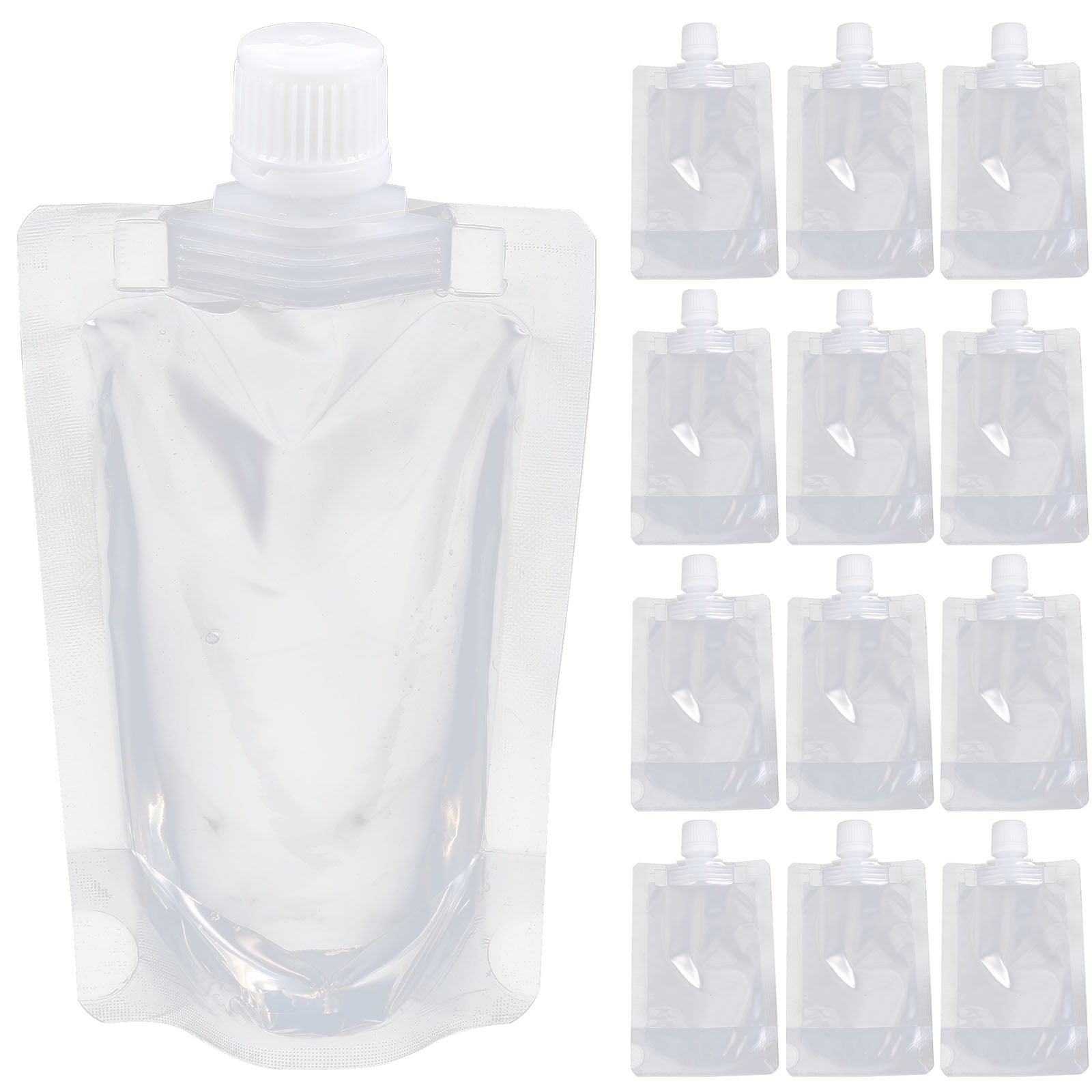 USEOSITY 100Pcs Clear Refillable Drink Pouch Bag Portable Stand Up ...