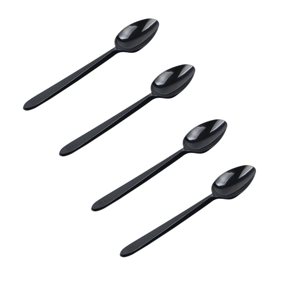 USEOSITY 100pcs Plastic Black Disposable Utensils Cutlery Spoons (Black ...