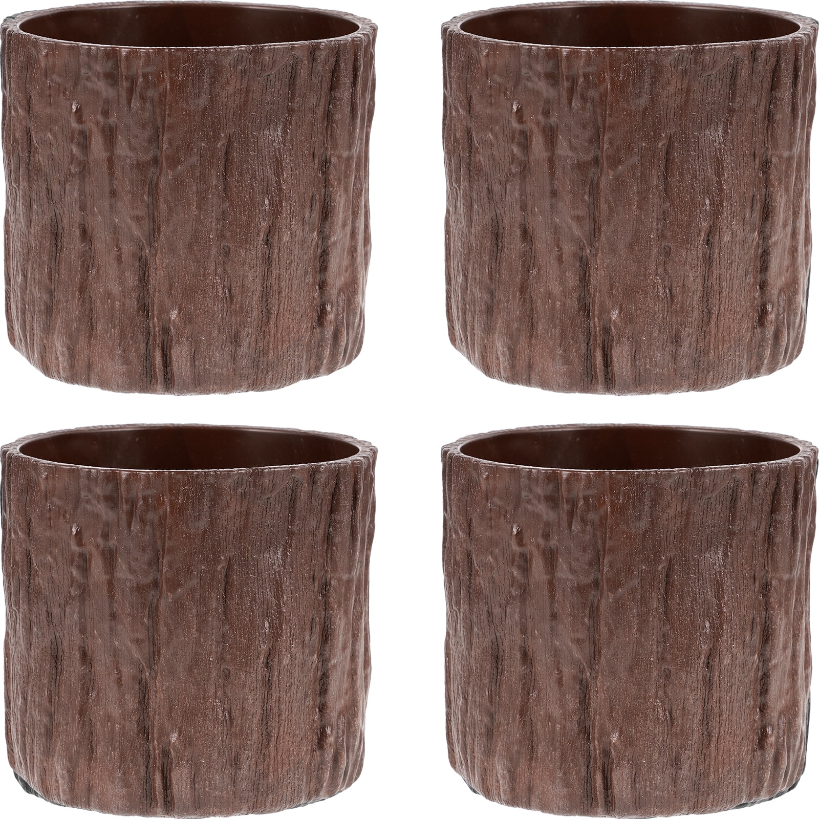 USEOSITY 4Pcs Imitated Wood Bark Pot Artificial Wood Bark Planter Tree ...
