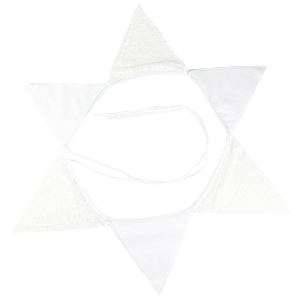 USEOSITY Triangle Flags White Single Rose Lace Pennants Cotton Fabric ...