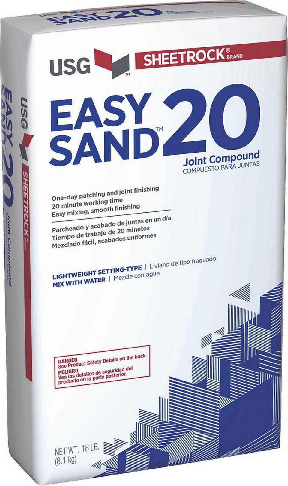 USG Sheetrock 384214060 18 Lb Bag Easy Sand 20 Min Joint, Light-weight Setting Type Compound ...