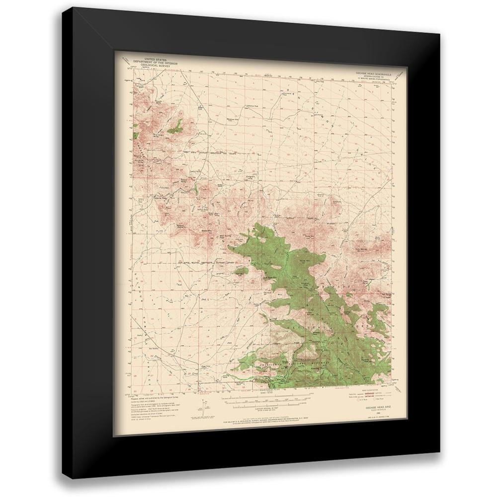 USGS 12x14 Black Modern Framed Museum Art Print Titled - Cochise Head ...