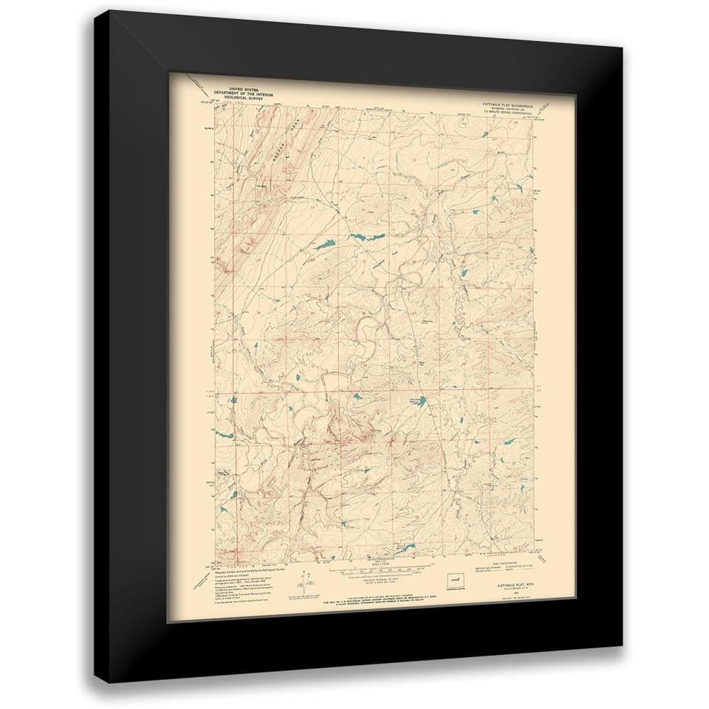 USGS 12x14 Black Modern Framed Museum Art Print Titled - Fiftymile Flat ...