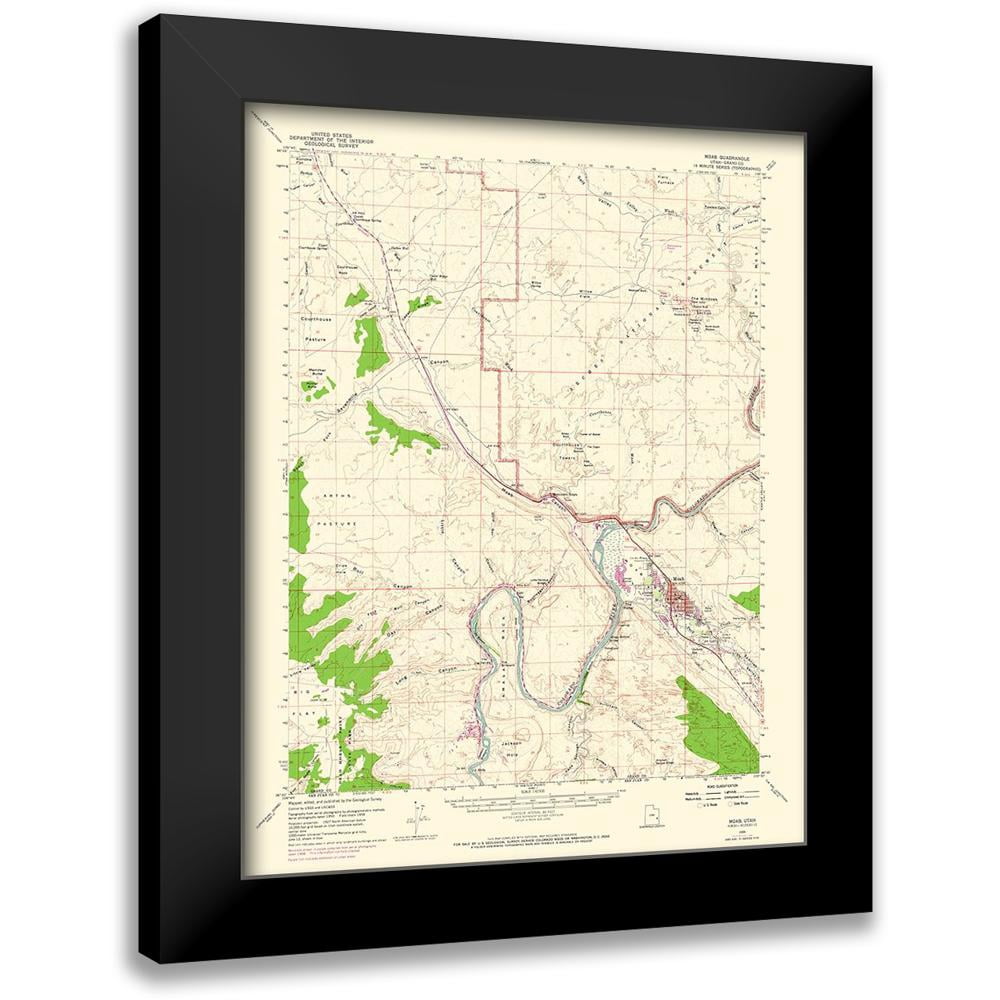 USGS 12x14 Black Modern Framed Museum Art Print Titled - Moab Utah Quad ...