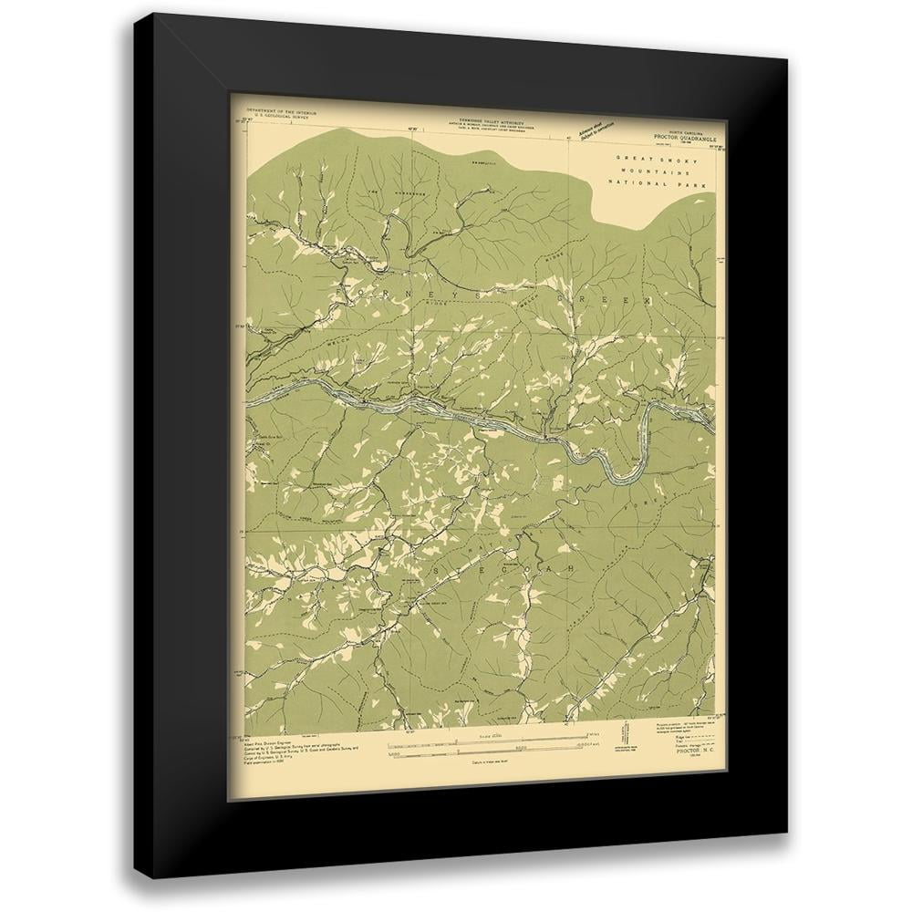 USGS 12x14 Black Modern Framed Museum Art Print Titled - Proctor North ...