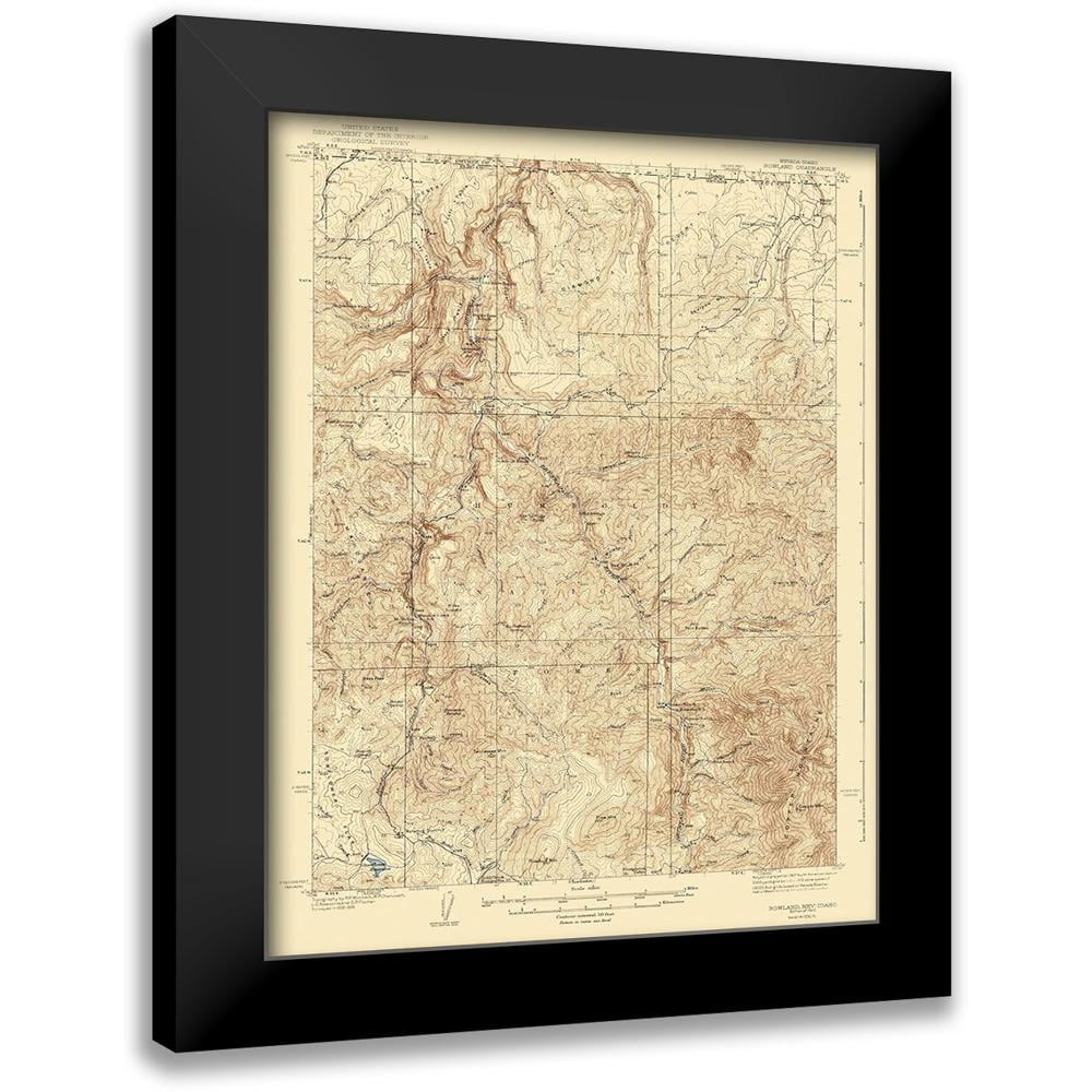 USGS 12x14 Black Modern Framed Museum Art Print Titled - Rowland Nevada ...