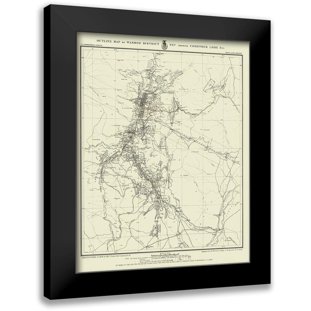 USGS 12x14 Black Modern Framed Museum Art Print Titled - Washoe ...