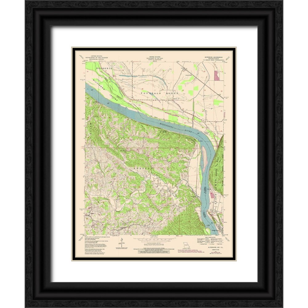 USGS 12x14 Black Ornate Wood Framed with Double Matting Museum Art ...