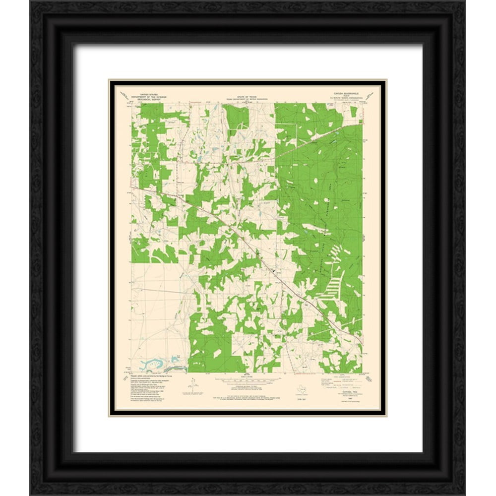 USGS 12x14 Black Ornate Wood Framed with Double Matting Museum Art ...