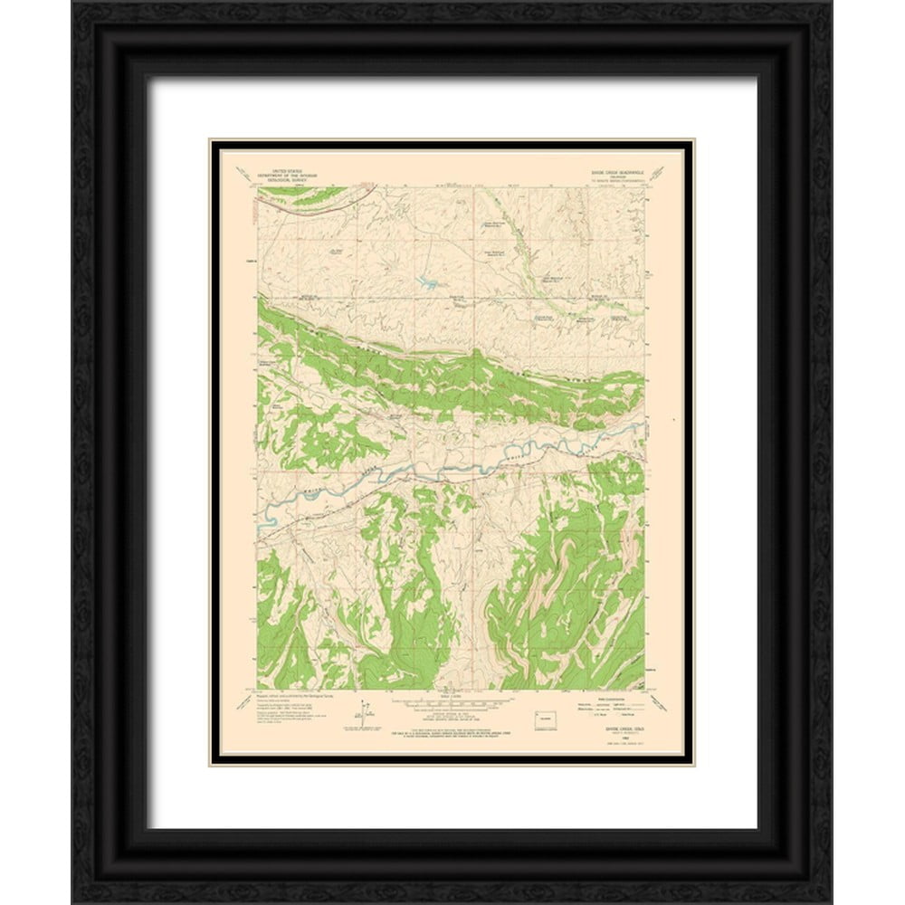 USGS 12x14 Black Ornate Wood Framed with Double Matting Museum Art ...