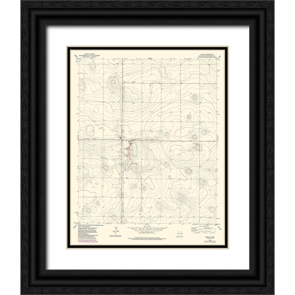 USGS 12x14 Black Ornate Wood Framed with Double Matting Museum Art ...