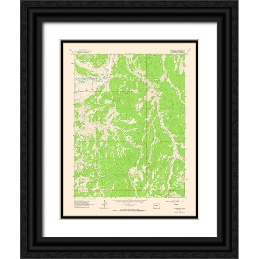 USGS 12x14 Black Ornate Wood Framed with Double Matting Museum Art ...