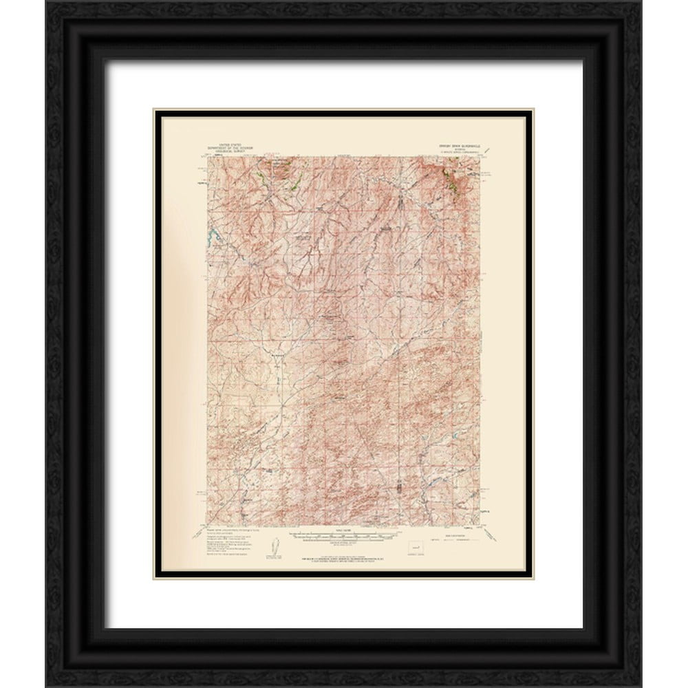 USGS 12x14 Black Ornate Wood Framed with Double Matting Museum Art ...