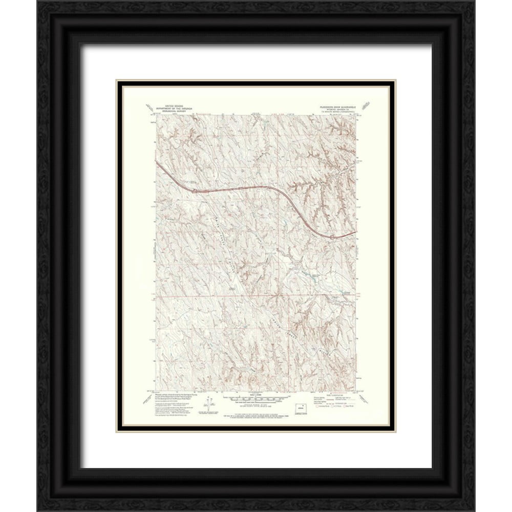 USGS 12x14 Black Ornate Wood Framed with Double Matting Museum Art ...