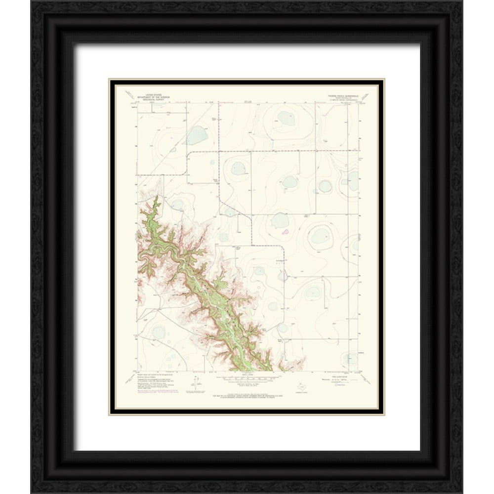 USGS 12x14 Black Ornate Wood Framed with Double Matting Museum Art ...