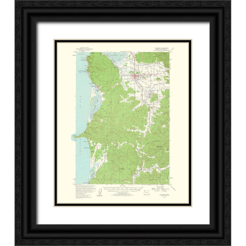 USGS 12x14 Black Ornate Wood Framed with Double Matting Museum Art ...