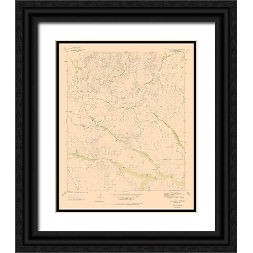 USGS 12x14 Black Ornate Wood Framed with Double Matting Museum Art ...