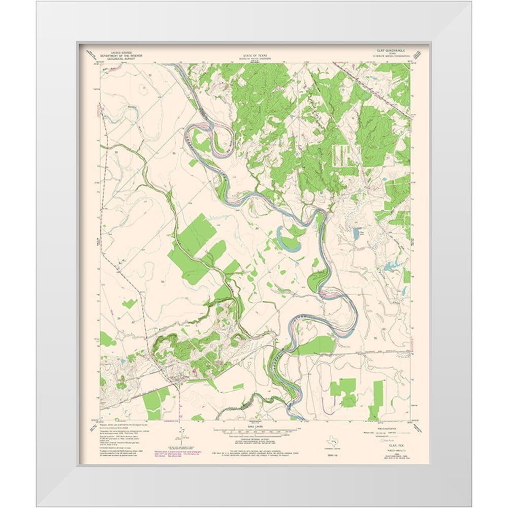 USGS 12x14 White Modern Wood Framed Museum Art Print Titled - Clay ...