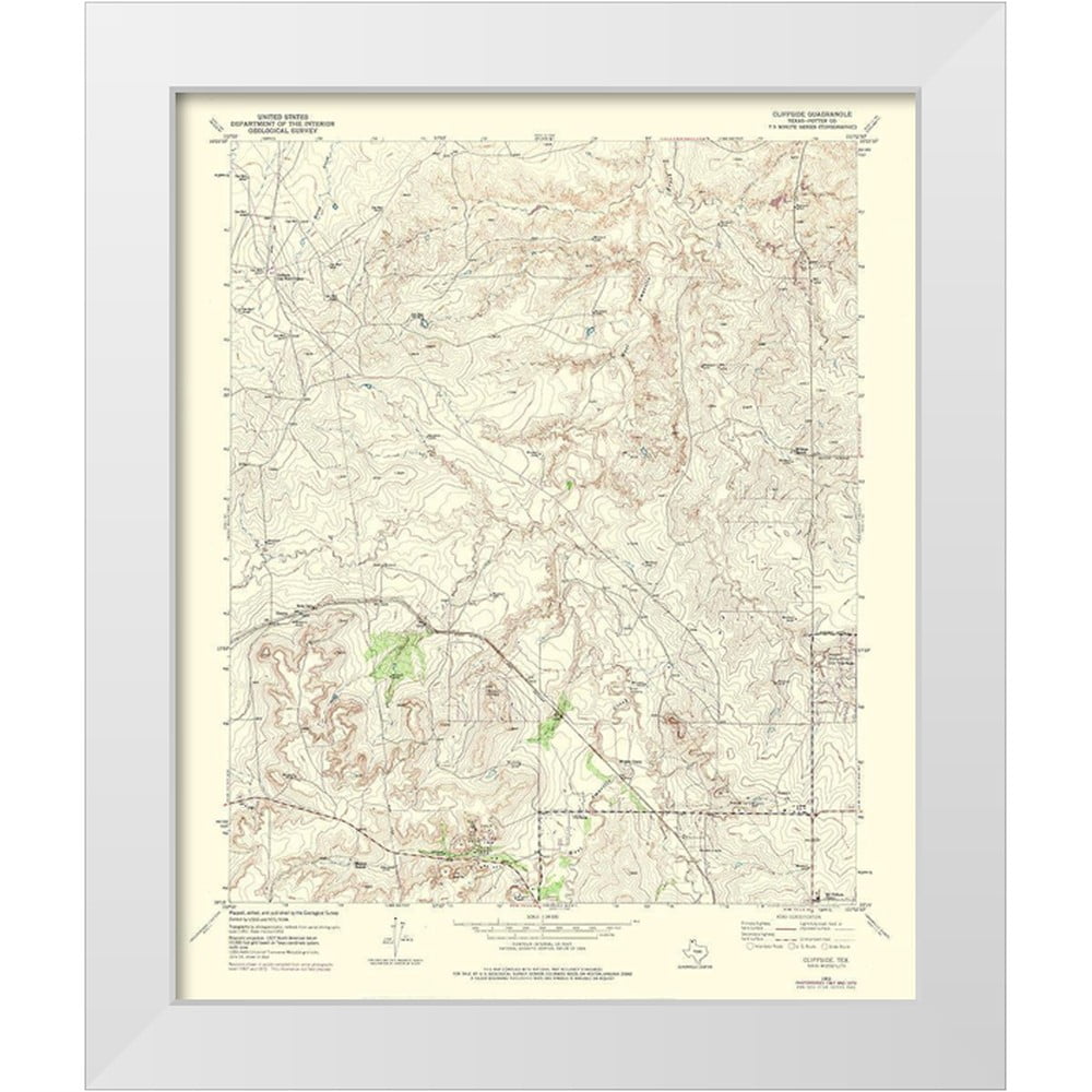 USGS 12x14 White Modern Wood Framed Museum Art Print Titled - Cliffside ...