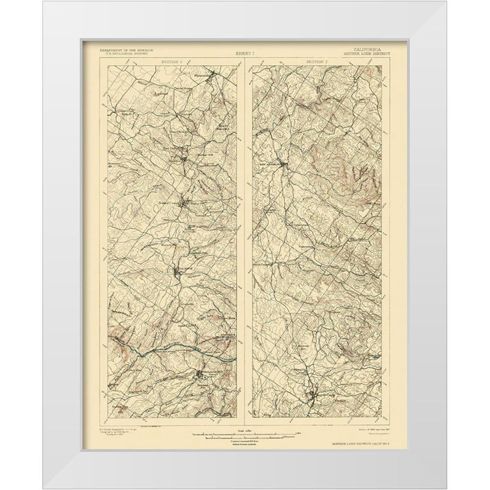 USGS 12x14 White Modern Wood Framed Museum Art Print Titled - Mother ...