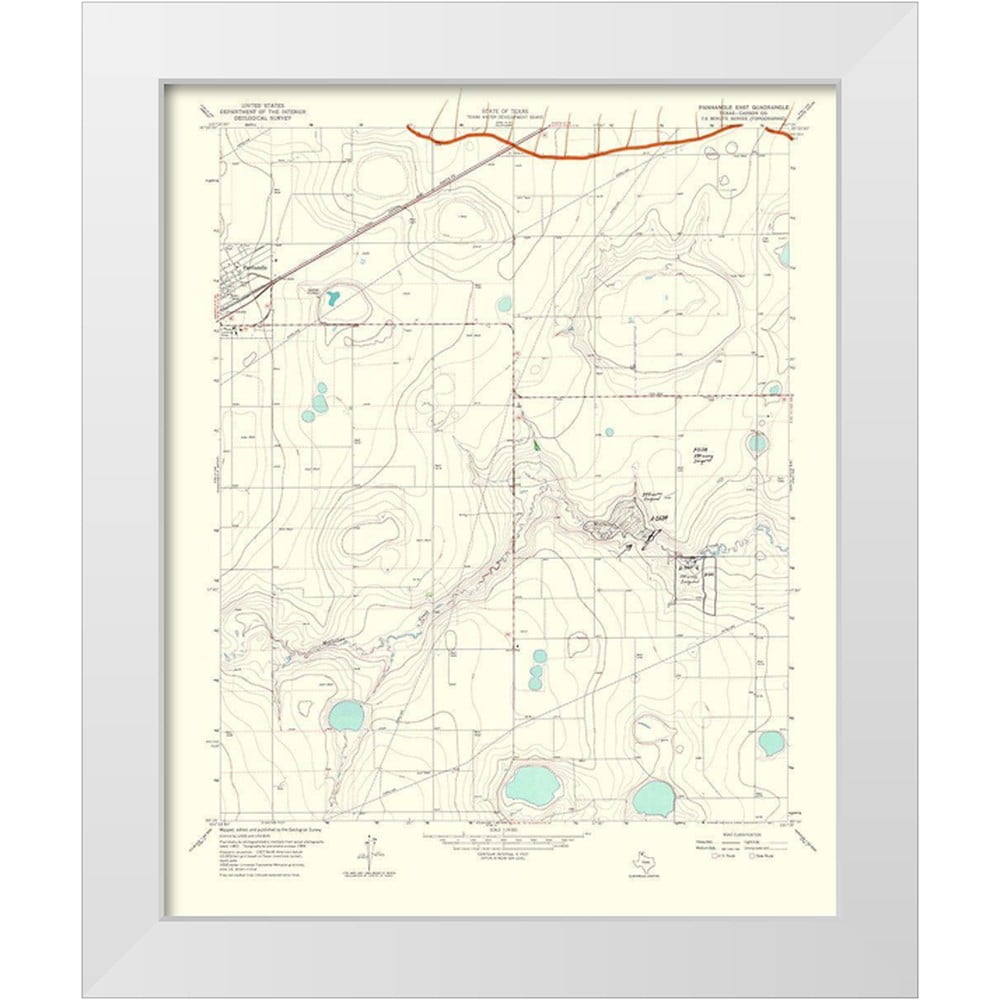 USGS 12x14 White Modern Wood Framed Museum Art Print Titled - Panhandle ...
