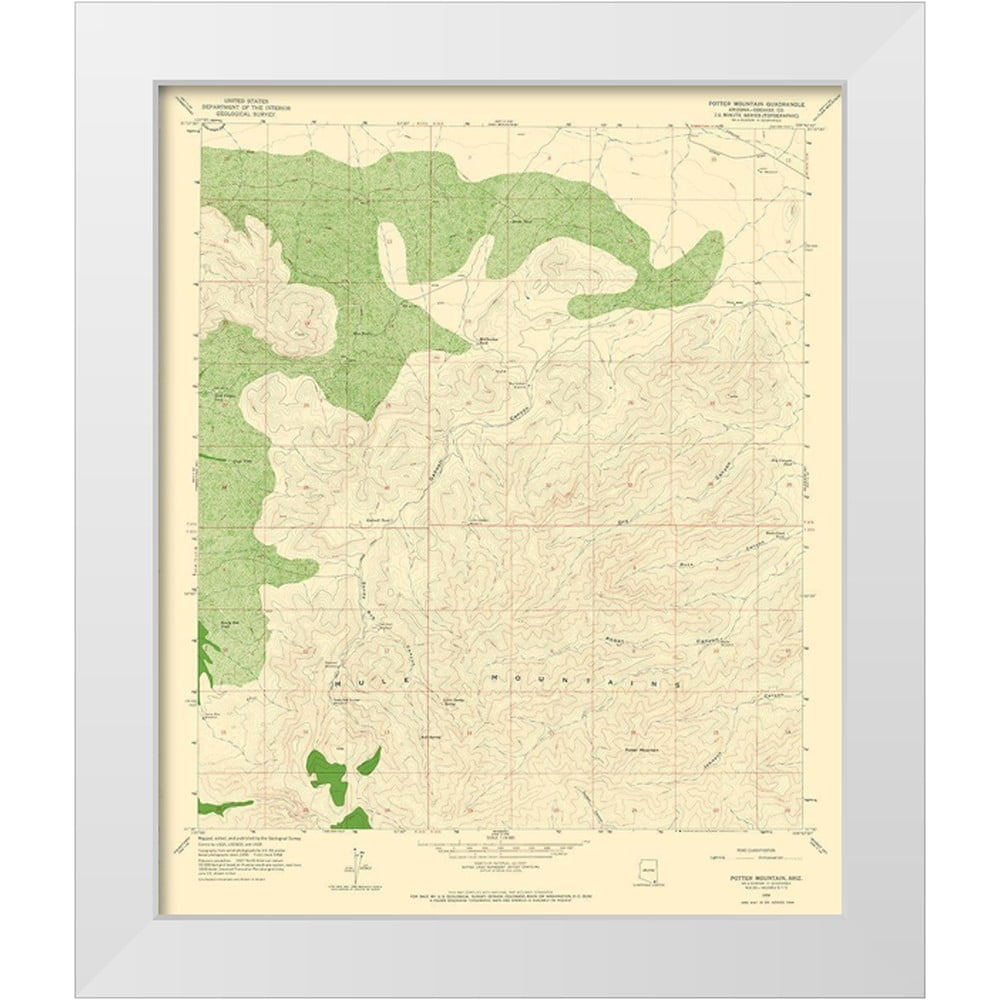 USGS 12x14 White Modern Wood Framed Museum Art Print Titled - Potter ...