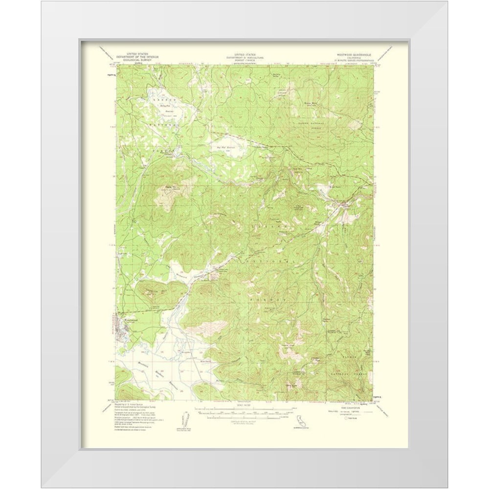 USGS 12x14 White Modern Wood Framed Museum Art Print Titled - Westwood ...