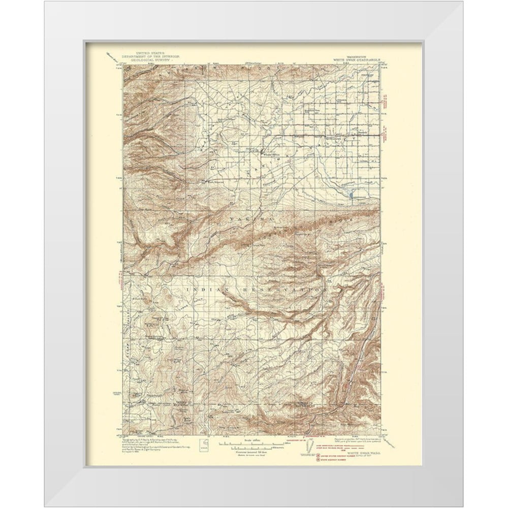 USGS 12x14 White Modern Wood Framed Museum Art Print Titled - White ...