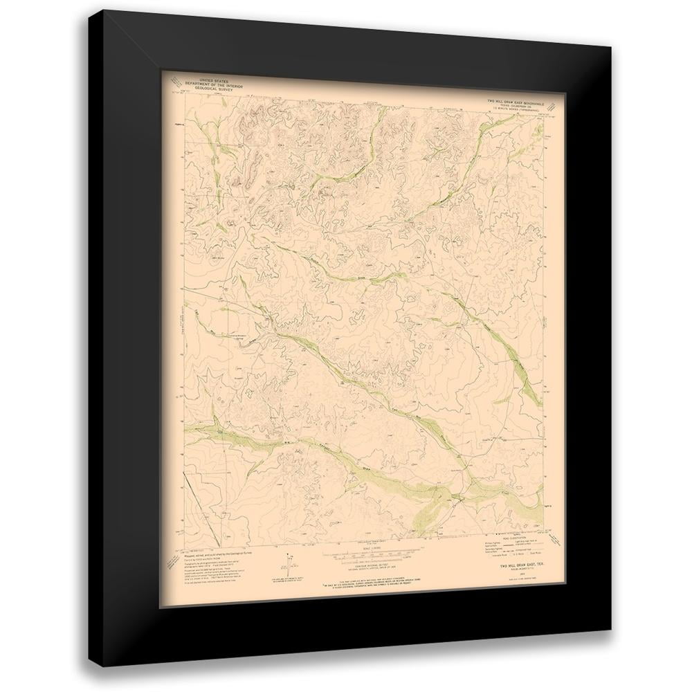 USGS 15x18 Black Modern Framed Museum Art Print Titled - Two Mill Draw ...