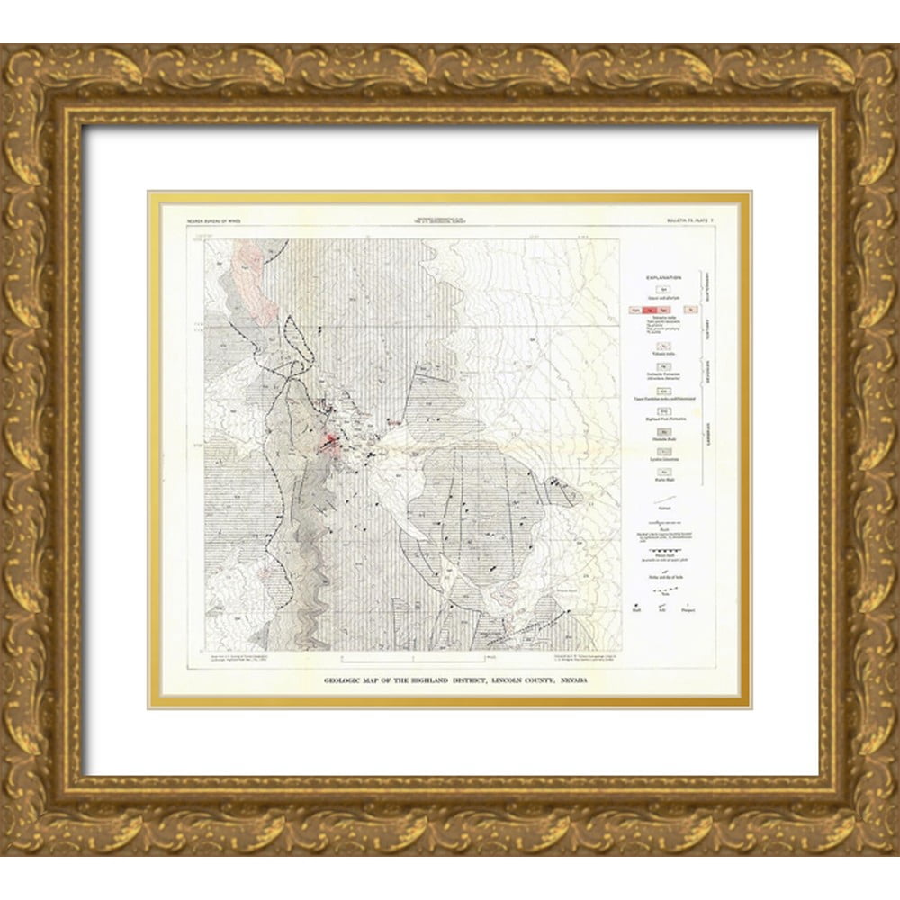 USGS 17x15 Gold Ornate Wood Framed with Double Matting Museum Art Print ...