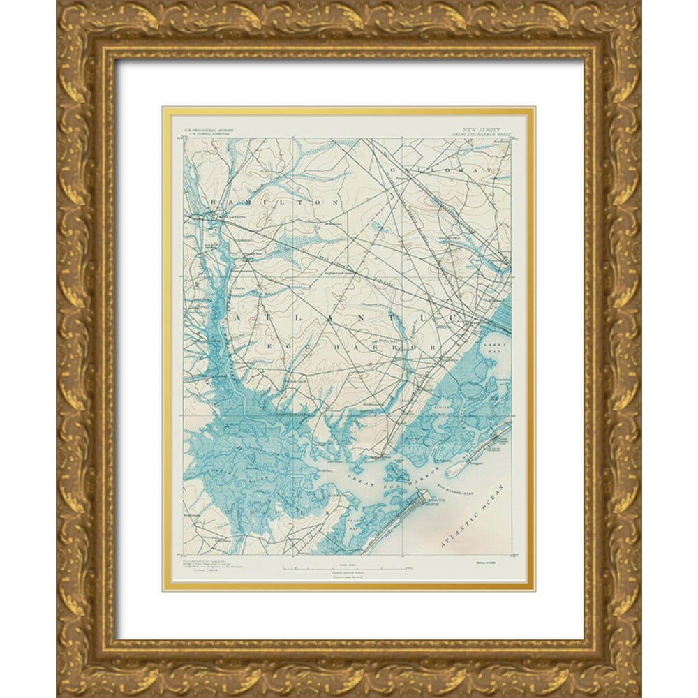 USGS 19x24 Gold Ornate Wood Framed with Double Matting Museum Art Print ...