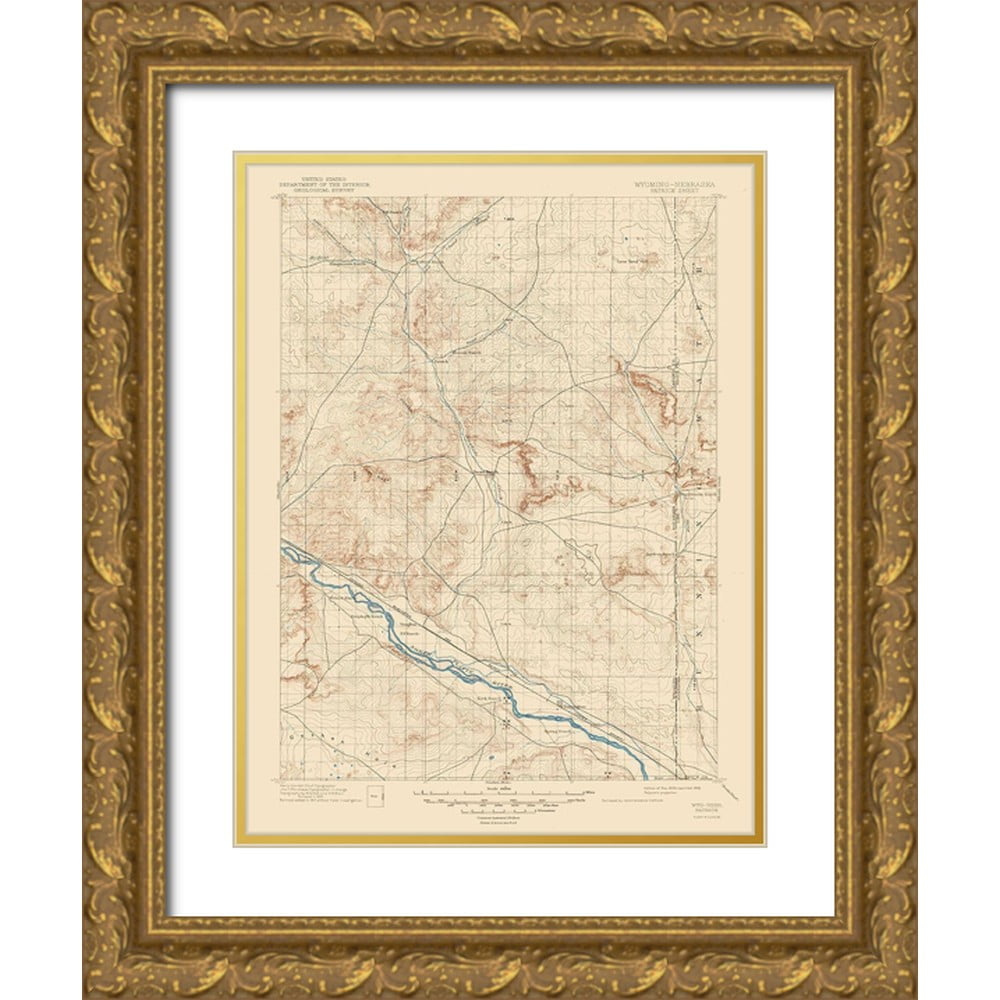 USGS 19x24 Gold Ornate Wood Framed with Double Matting Museum Art Print ...