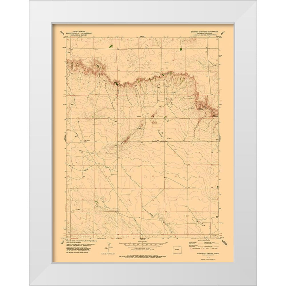 USGS 19x24 White Modern Wood Framed Museum Art Print Titled - Chimney ...