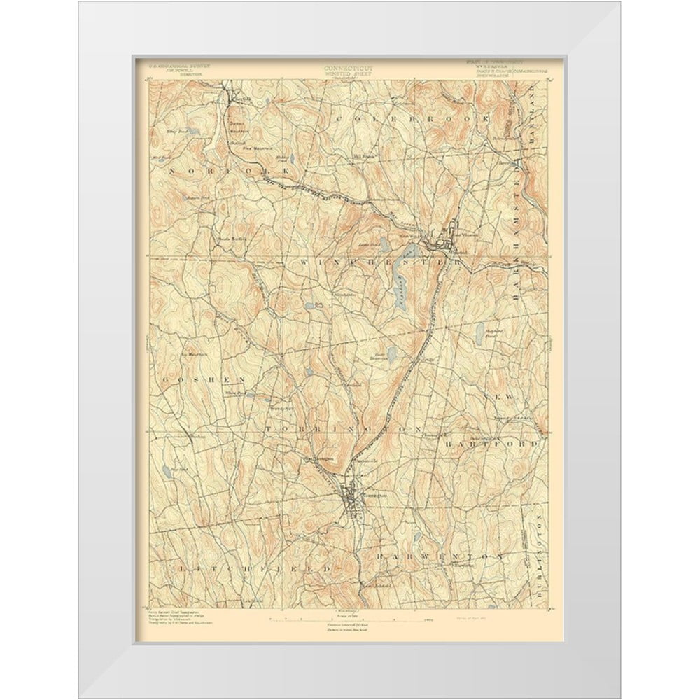 USGS 19x24 White Modern Wood Framed Museum Art Print Titled - Winsted ...