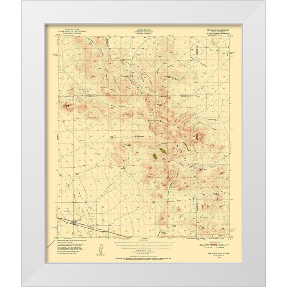 USGS 20x23 White Modern Wood Framed Museum Art Print Titled - San Simon ...