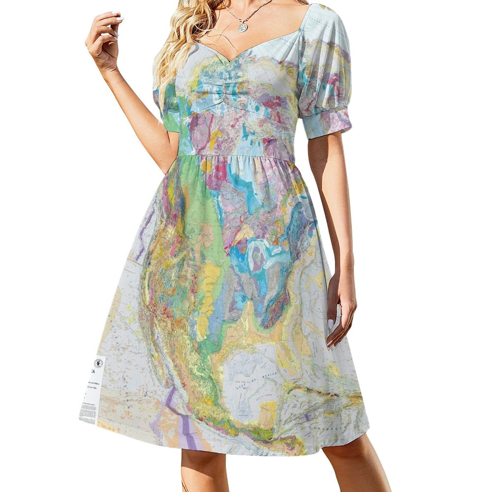 USGS Geologic Map of North America Sleeveless Dress women long dresses ...