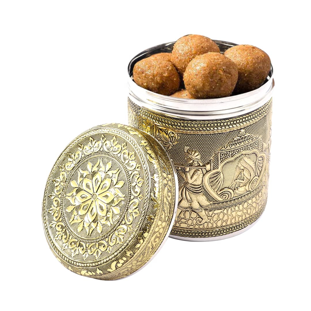 USHA SHRIRAM Stainless Steel Crafted Storage Box Gift Set Kitchen Storage Organiser Dabba For ...