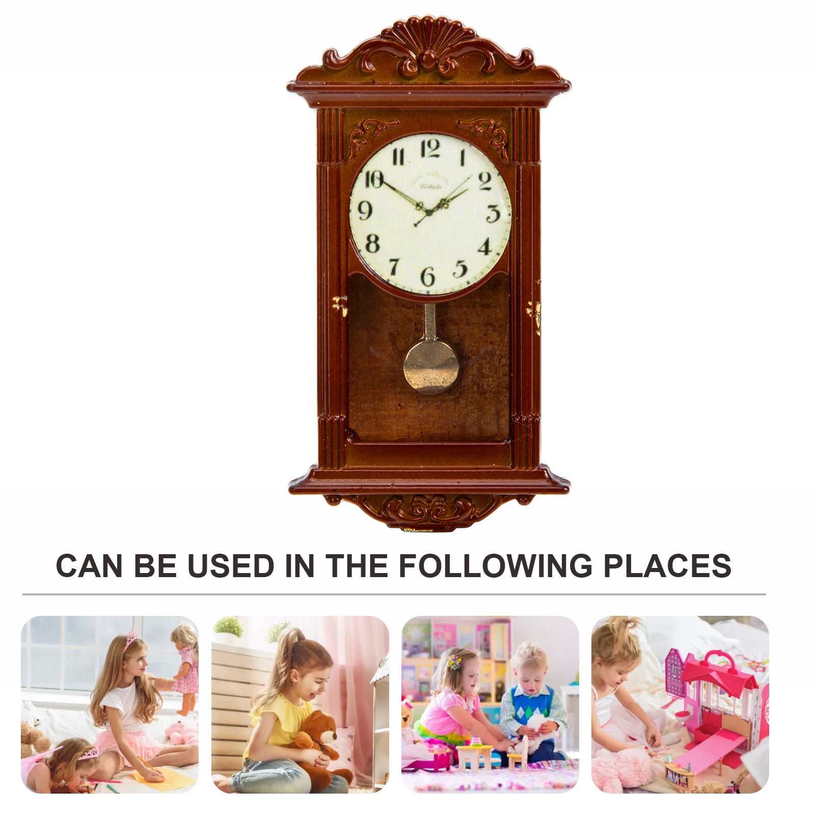USHOBE 1Pack Vintage Dollhouse Furniture Hanging Clock for Miniature ...