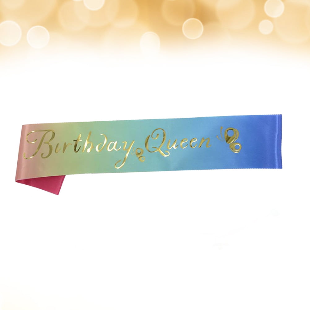 USHOBE Glitter Birthday Sash Multi Colored Background With Gold Letters ...