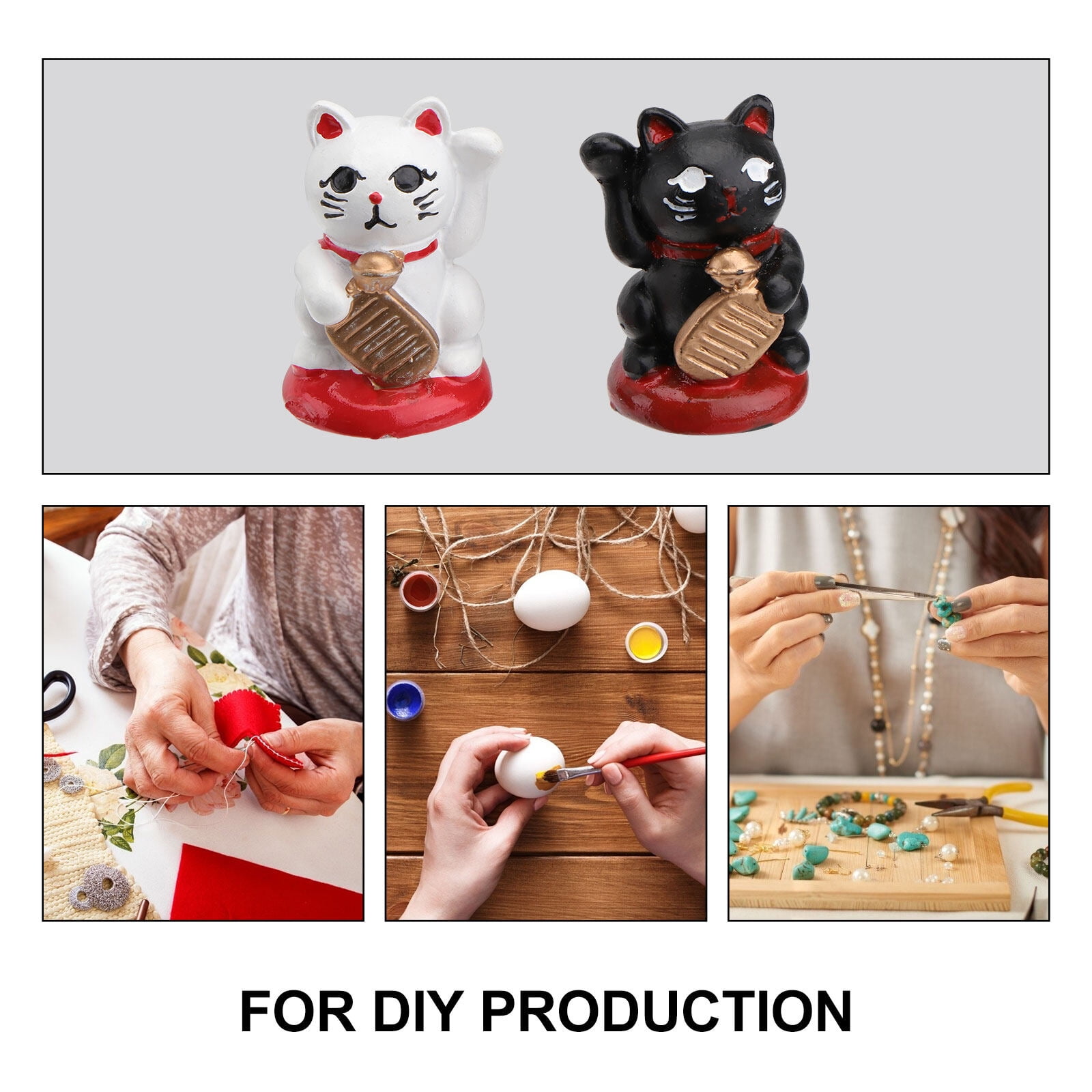 USHOBE 2Pcs Resin Cat Statue Fortune Cat Figurine Sculpture Assorted ...