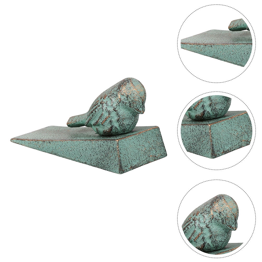 USHOBE Rustic Home Door Wedge Cast Iron Green 2Pcs 4.7x2.8x2.4in ...