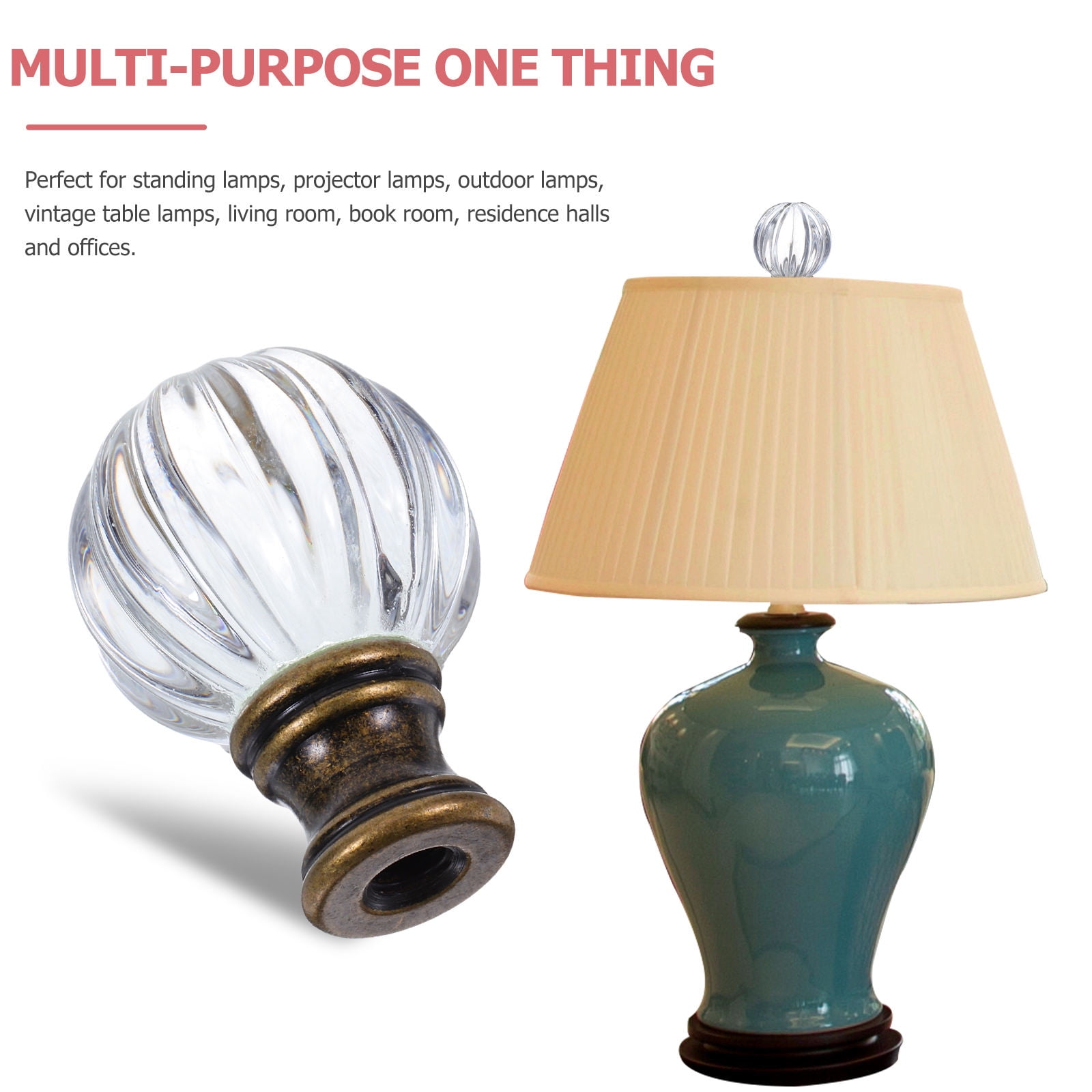 USHOBE 2Set Lamp Screw Topper in Glass Material Wave Shape Design for ...