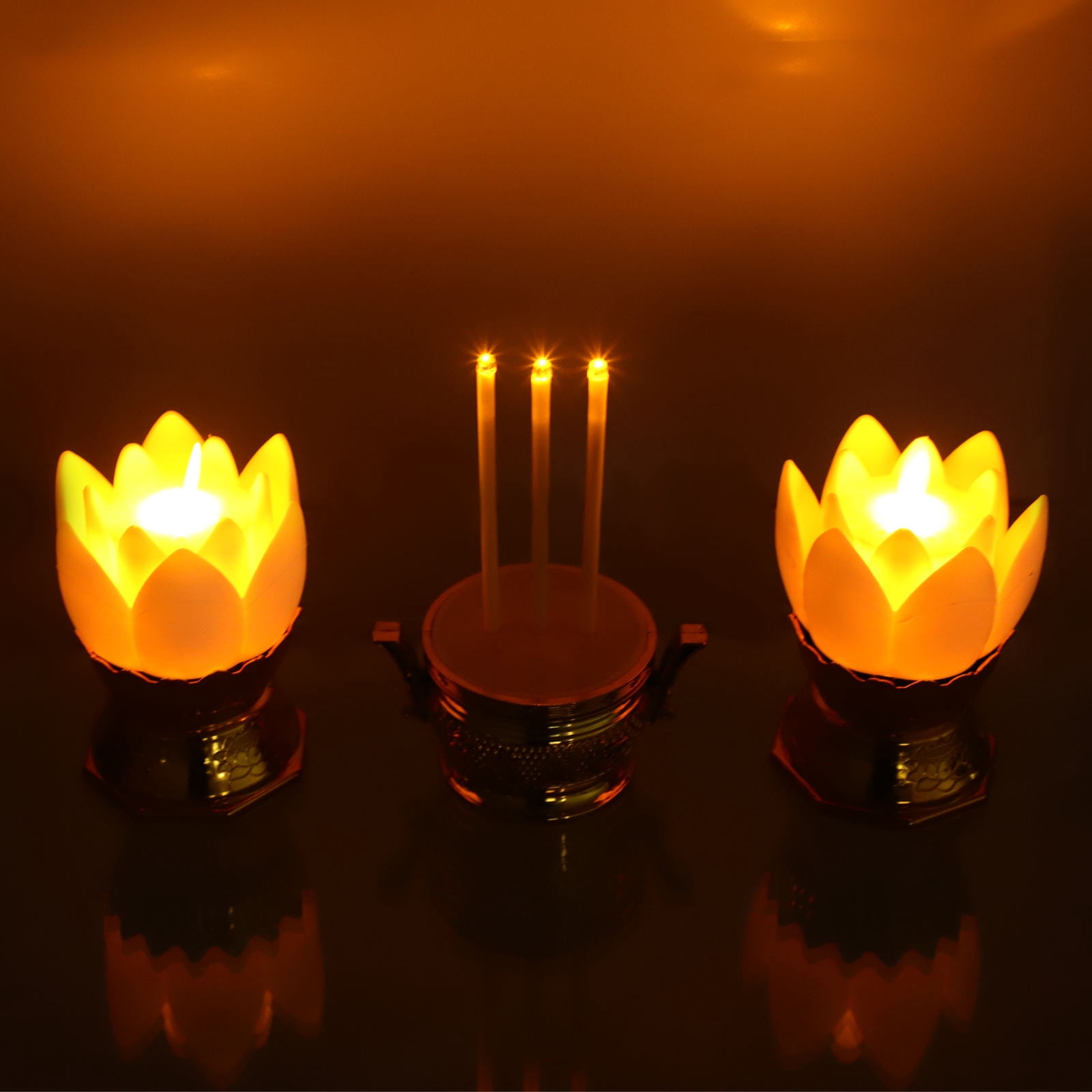 USHOBE 38Pack Led Lotus Buddhist Lamp Plastic Material Buddhist Rituals ...