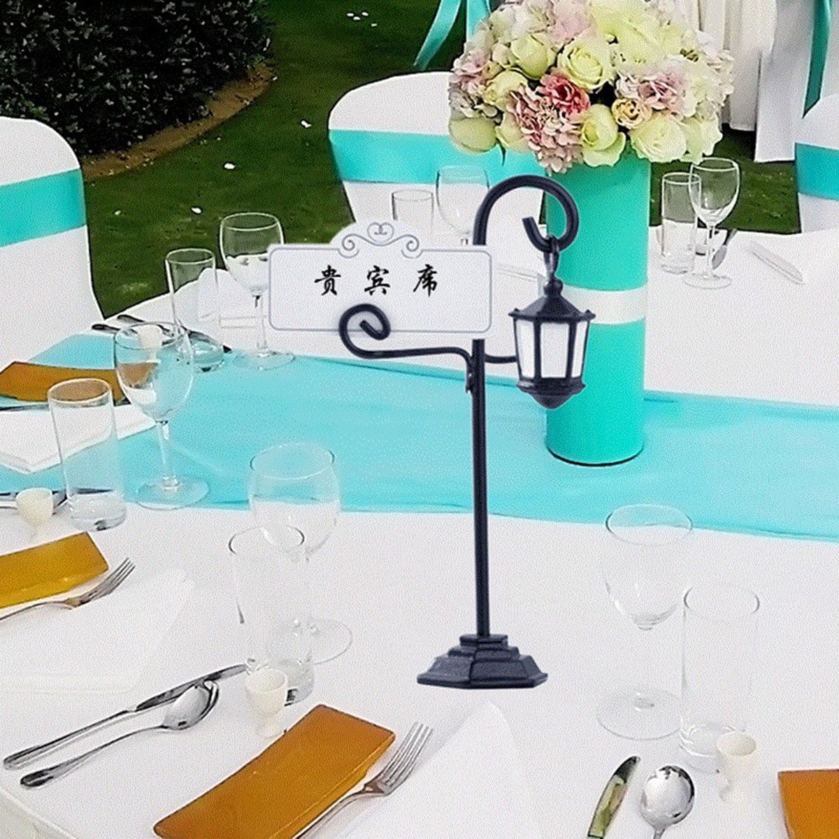 USHOBE 6Pack Wedding Reception Decor Black Resin Rectangular Seat ...