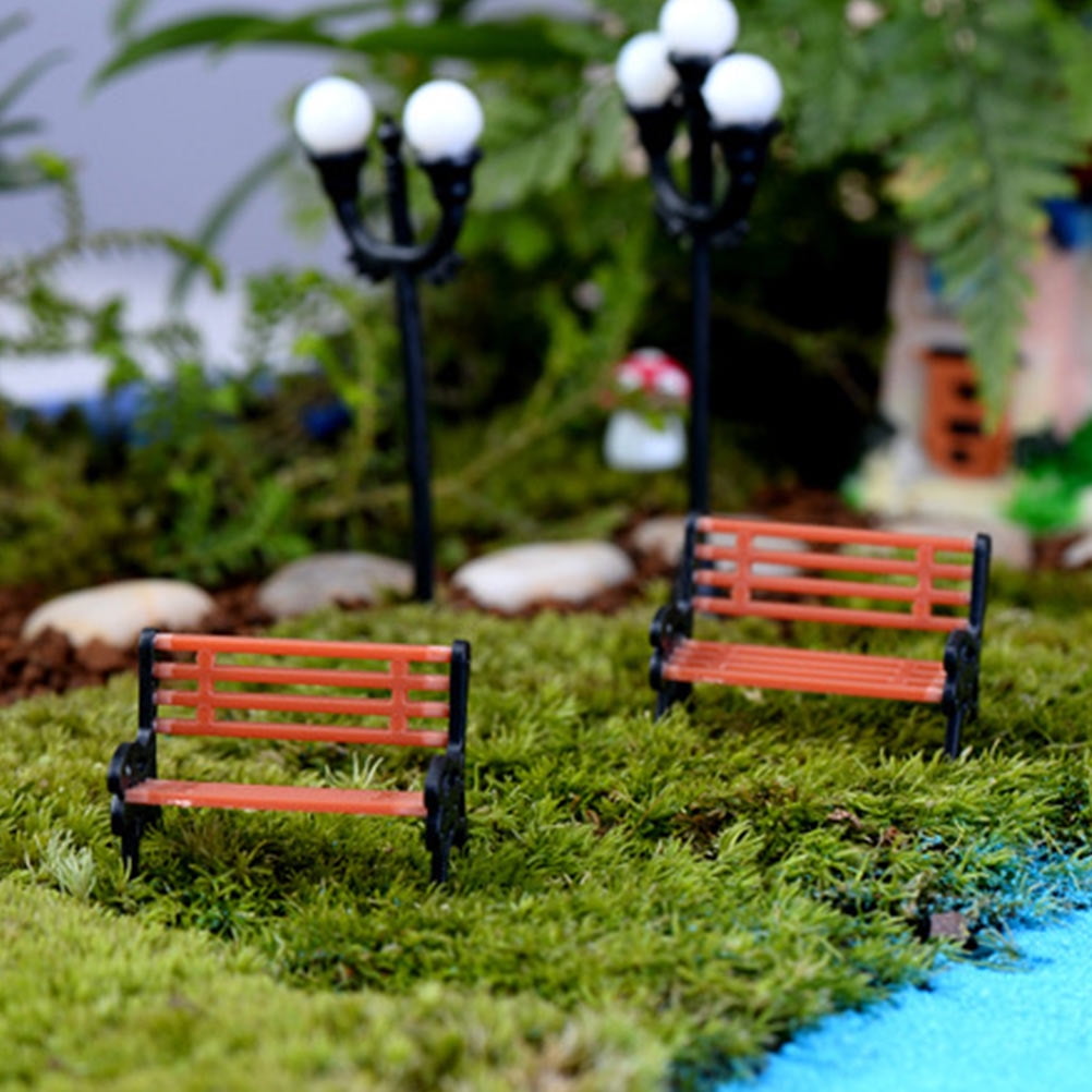 USHOBE 6Pcs Khaki Miniature Park Benches for Toy Ornaments and Kid Room ...