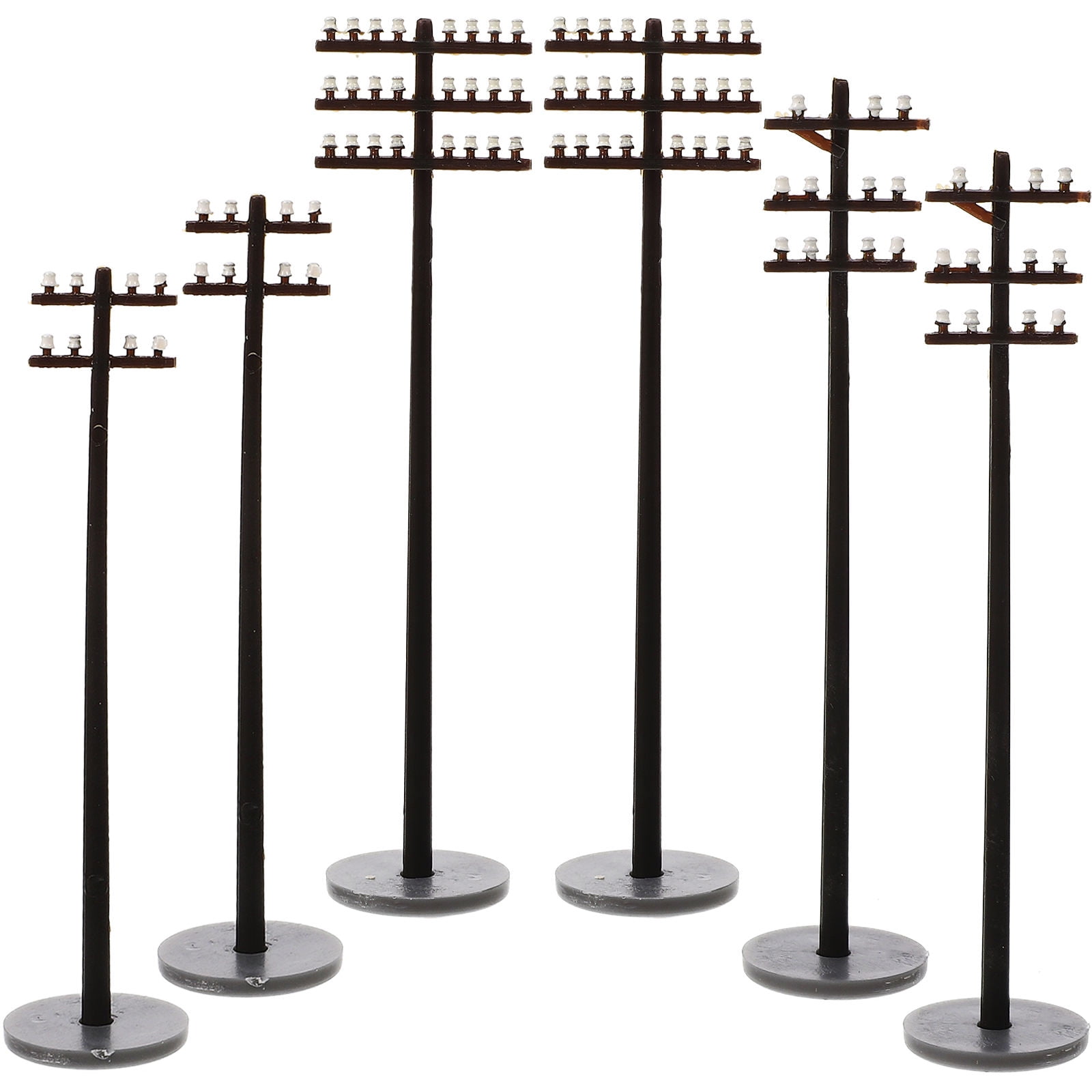 USHOBE 6Pcs Model Railroad Telephone Poles Black Cylindrical for Micro ...
