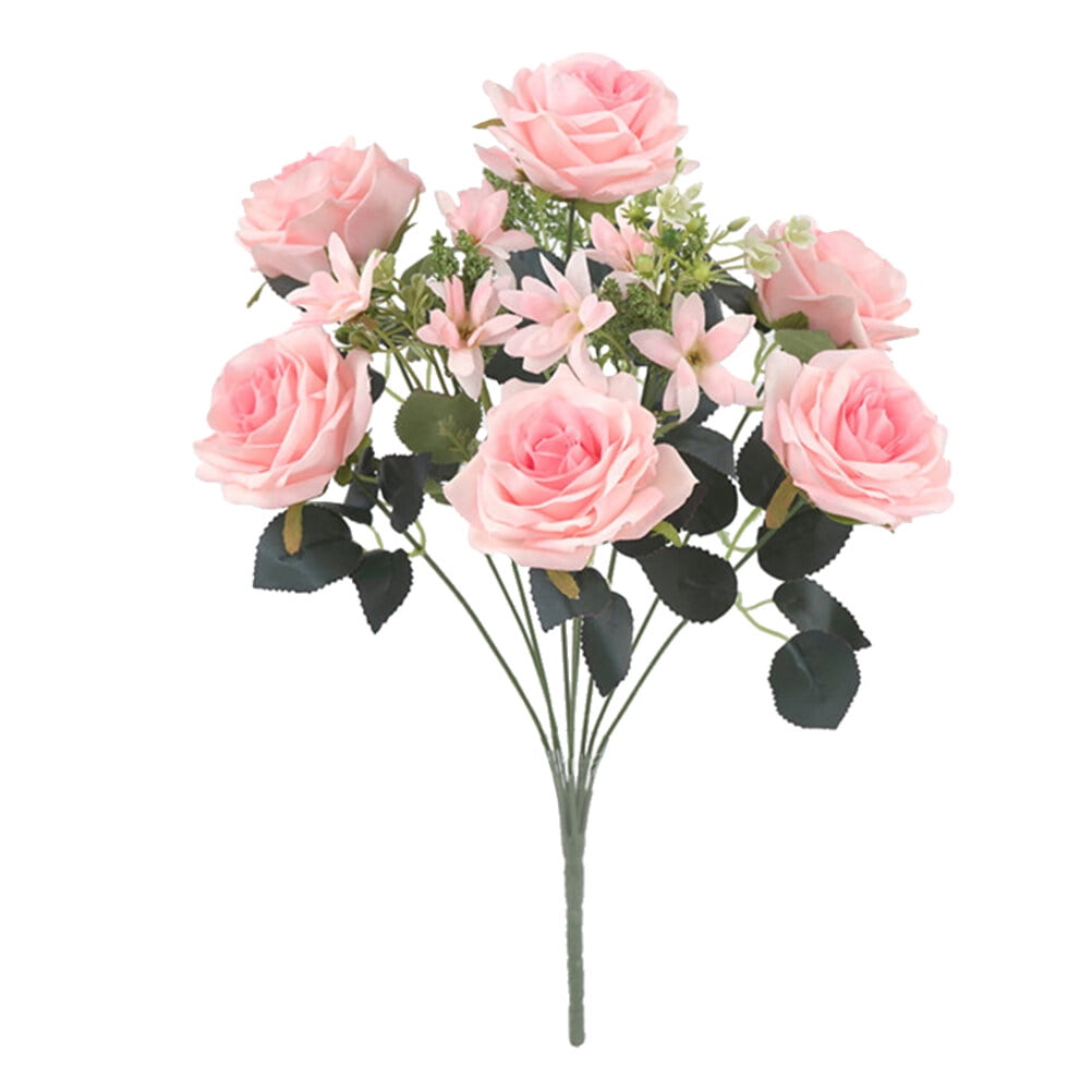 USHOBE 4Pcs 1 Bundle Light Pink Artificial Rose with Curled Rose Shape ...