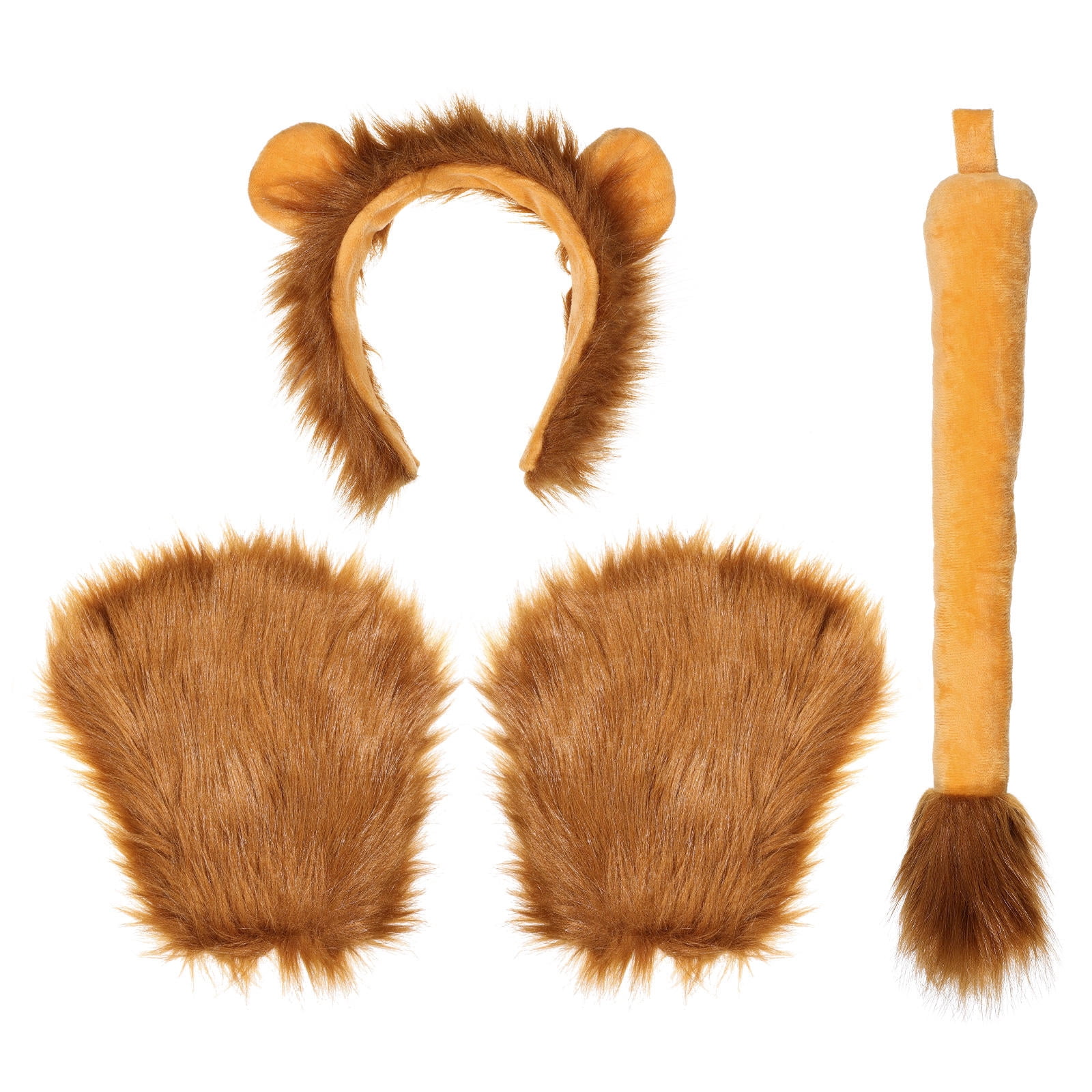 USHOBE Lion Cosplay Set Brown Animal Ear Headband Tail and Fingerless ...